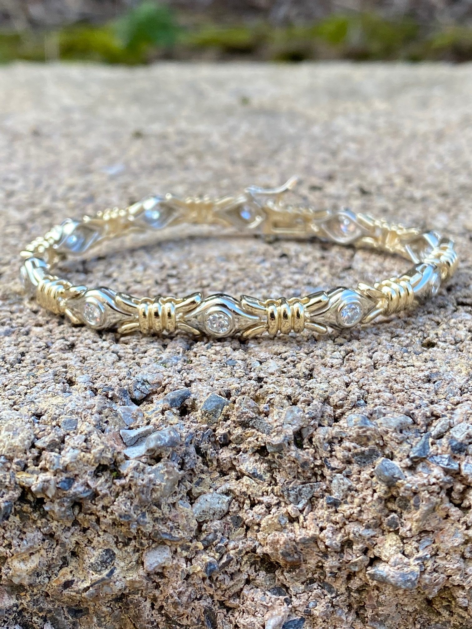 Yellow and White Gold Bezel Set Diamond Bracelet - Goodman Jewelers Yellow and White Gold Bezel Set Diamond Bracelet - Goodman Jewelers